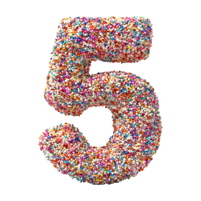 3D Rendering of a Alphabet Number 5 Made with Colorful Sprinkles on ...