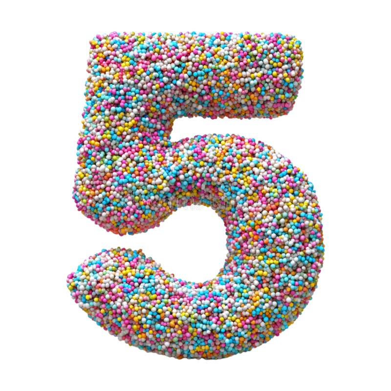 3D Rendering of a Alphabet Number 5 Made with Colorful Sprinkles on ...