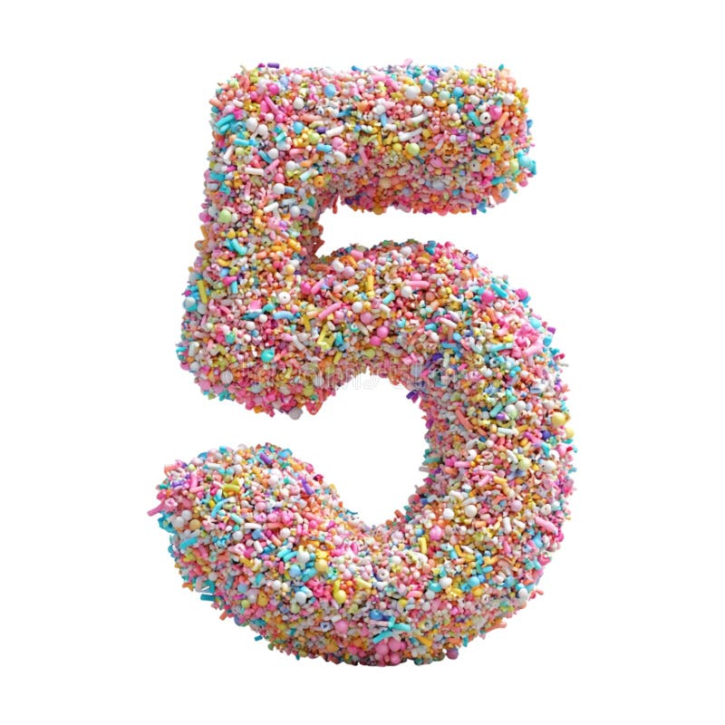 3D Rendering of a Alphabet Number 5 Made with Colorful Sprinkles on ...
