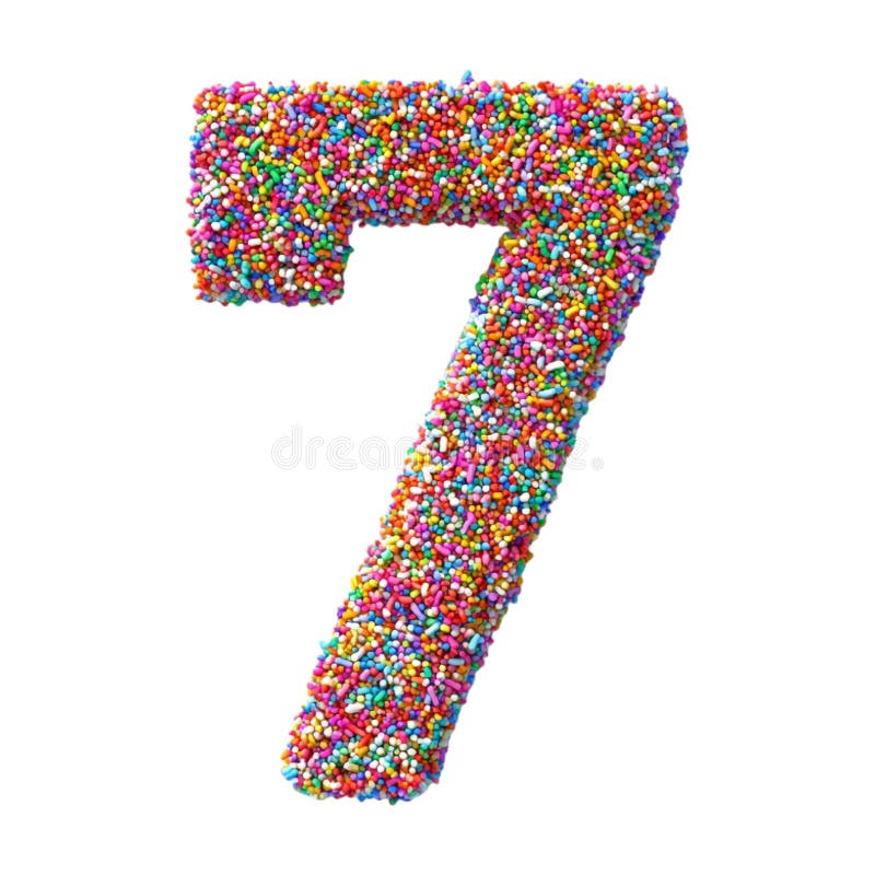 3D Rendering of a Alphabet Number 7 Made with Colorful Sprinkles on ...