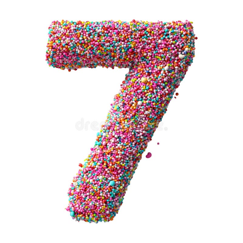 3D Rendering of a Alphabet Number 7 Made with Colorful Sprinkles on ...