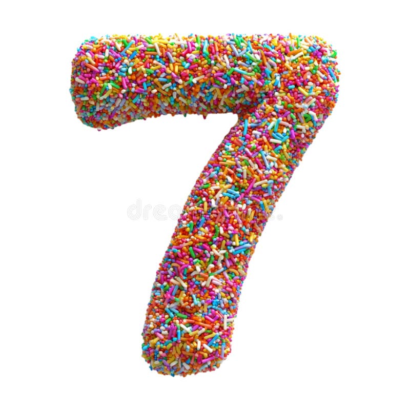 3D Rendering of a Alphabet Number 7 Made with Colorful Sprinkles on ...