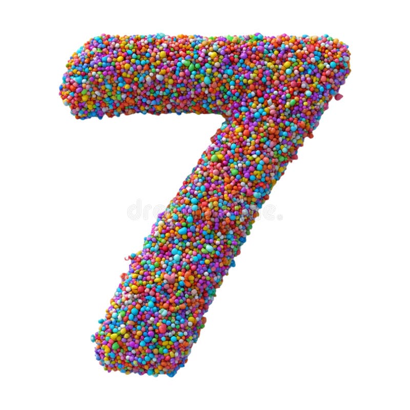 3D Rendering of a Alphabet Number 7 Made with Colorful Sprinkles on ...