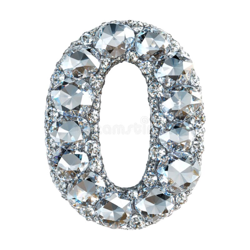 3D Rendering of a Alphabet Number 0 Made with Diamonds on Transparent ...
