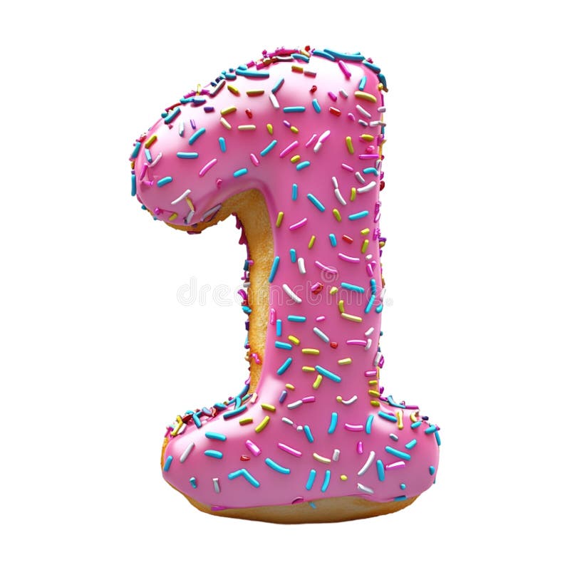 3D Rendering of a Alphabet Number 1 Made with Donut Cartoon on ...