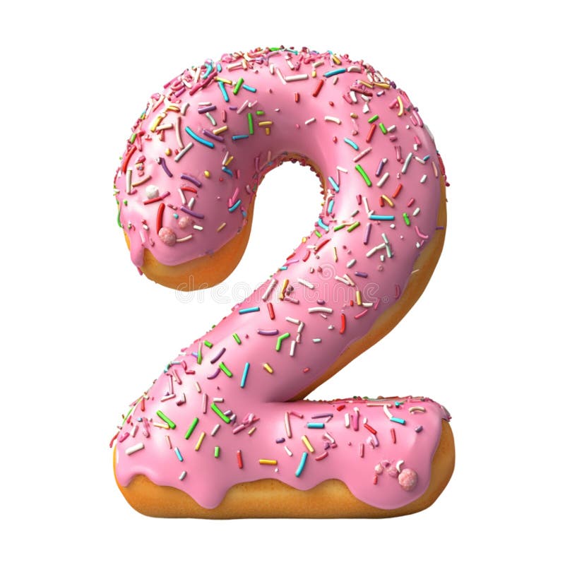3D Rendering of a Alphabet Number 2 Made with Donut Cartoon on ...