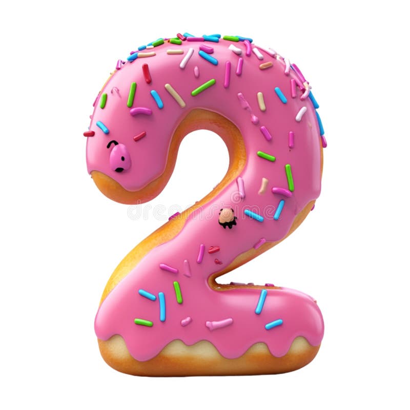 3D Rendering of a Alphabet Number 2 Made with Donut Cartoon on ...