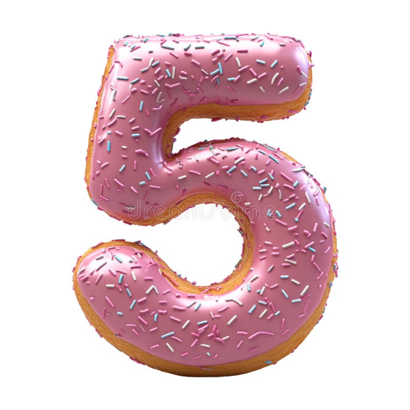 3D Rendering of a Alphabet Number 5 Made with Donut Cartoon on ...