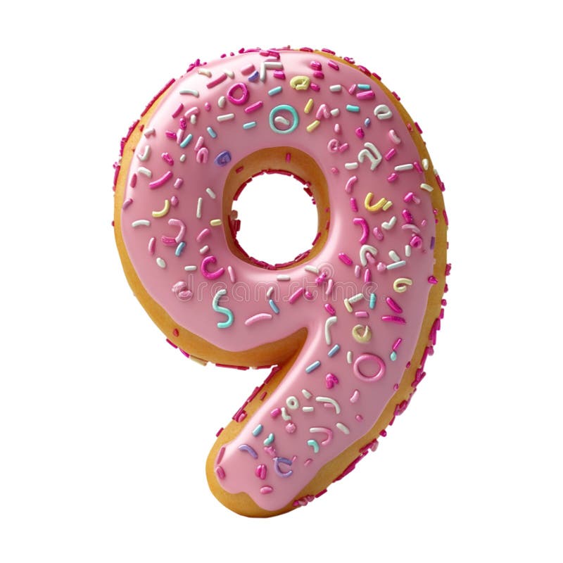 3D Rendering of a Alphabet Number 9 Made with Donut Cartoon on ...