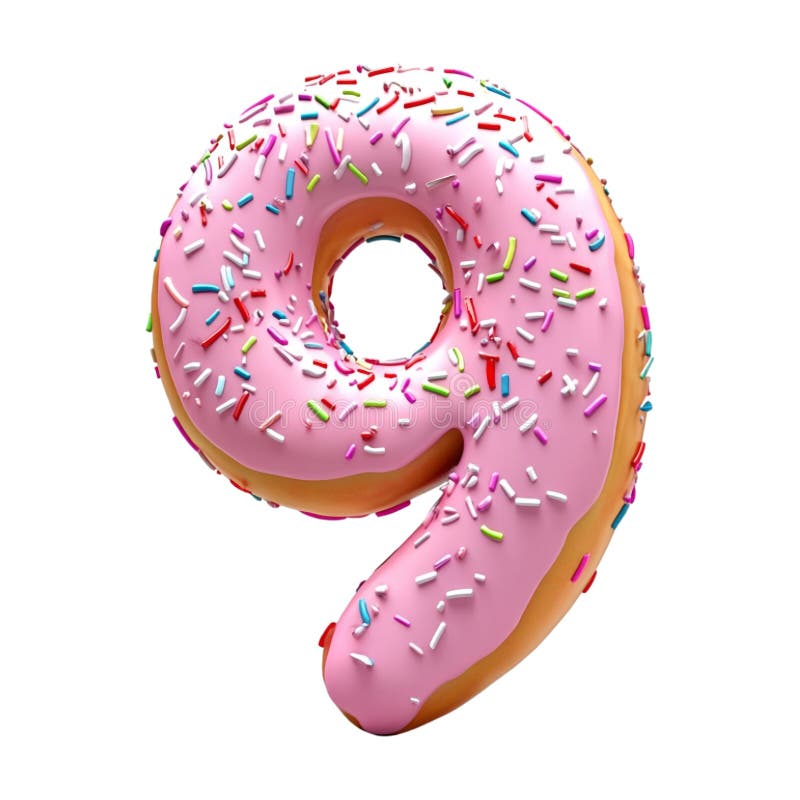 3D Rendering of a Alphabet Number 9 Made with Donut Cartoon on ...
