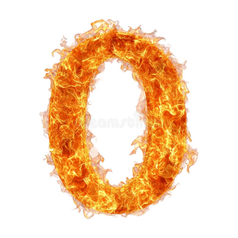 3D Rendering of a Alphabet Number 0 Made with Fire Flames on ...