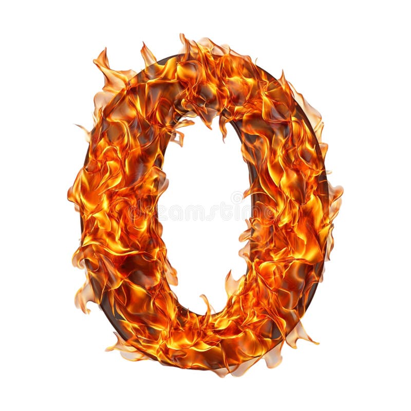 3D Rendering of a Alphabet Number 0 Made with Fire Flames on ...