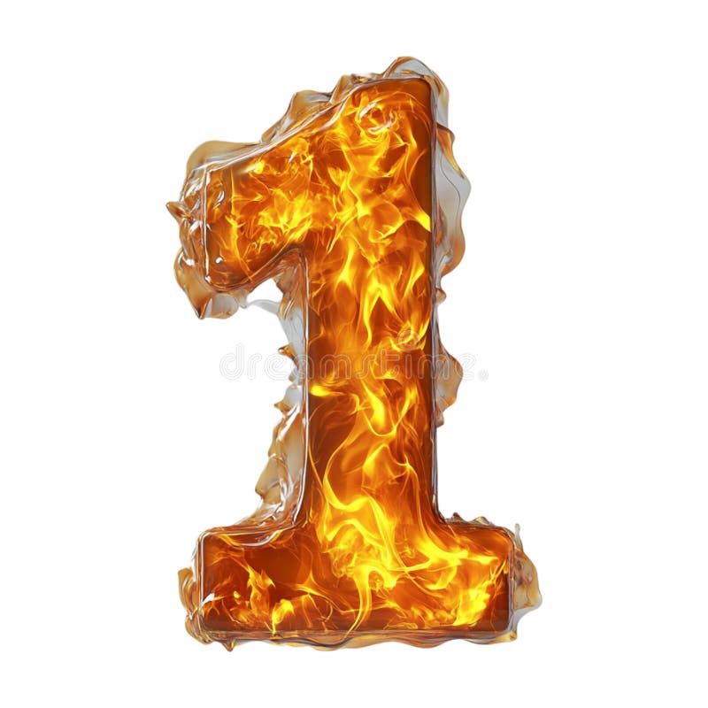 3D Rendering of a Alphabet Number 1 Made with Fire Flames on ...