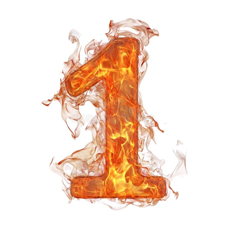 3D Rendering of a Alphabet Number 1 Made with Fire Flames on ...