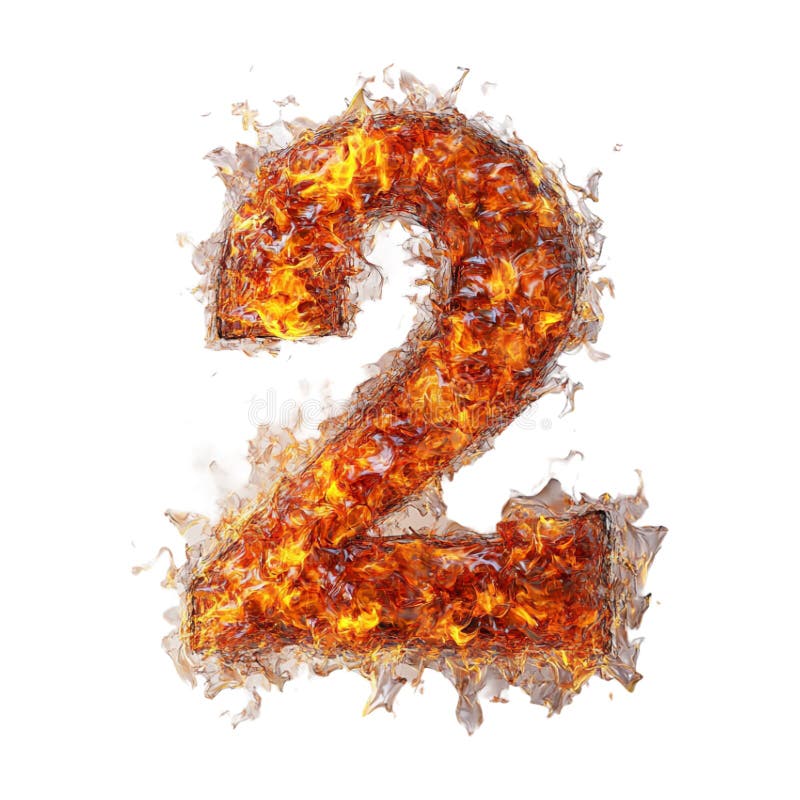 3D Rendering of a Alphabet Number 2 Made with Fire Flames on ...