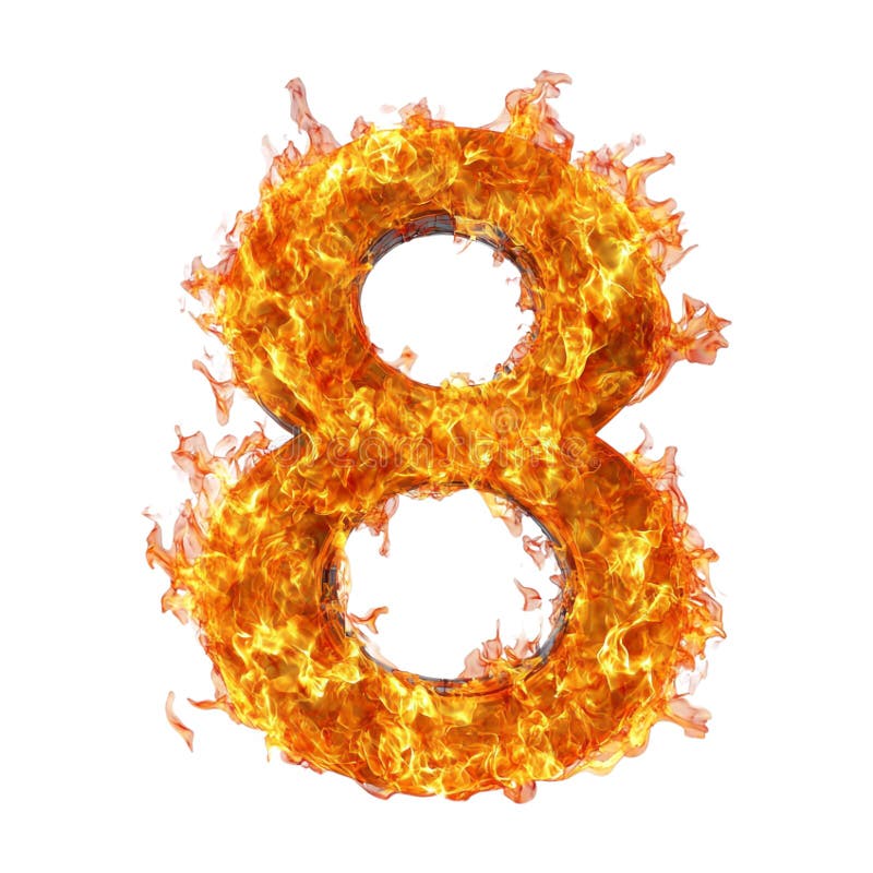 3D Rendering of a Alphabet Number 8 Made with Fire Flames on ...