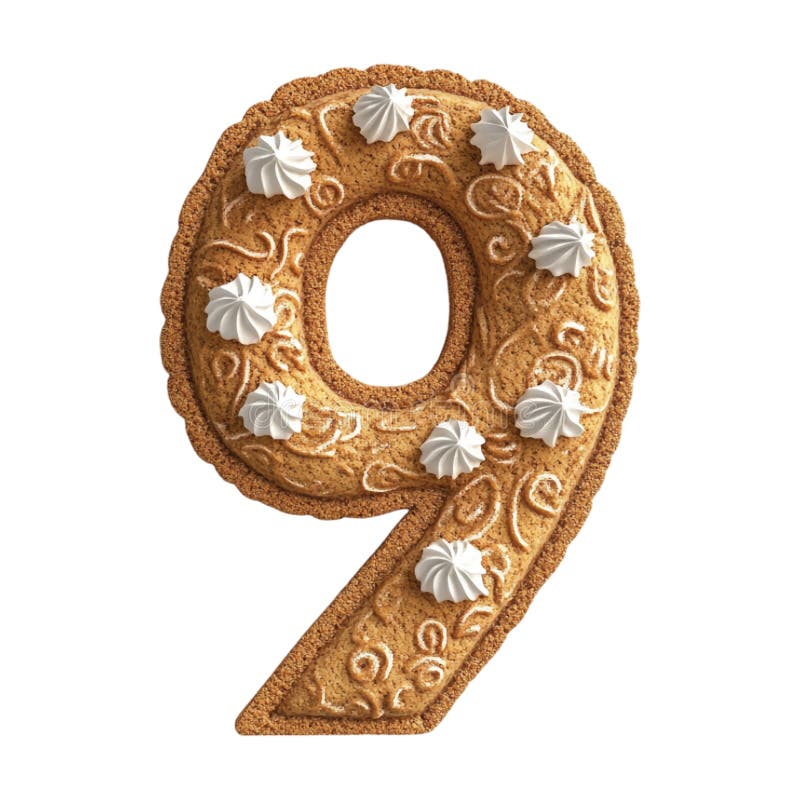 3D Rendering of a Alphabet Number 9 Made with Fur on Transparent ...