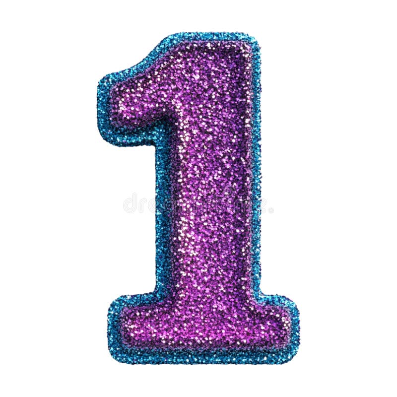 3D Rendering of a Alphabet Number 1 Made with Glitter Texture on ...