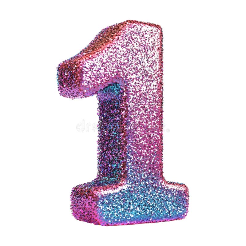 3D Rendering of a Alphabet Number 1 Made with Glitter Texture on ...