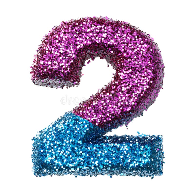 3D Rendering of a Alphabet Number 2 Made with Glitter Texture on ...