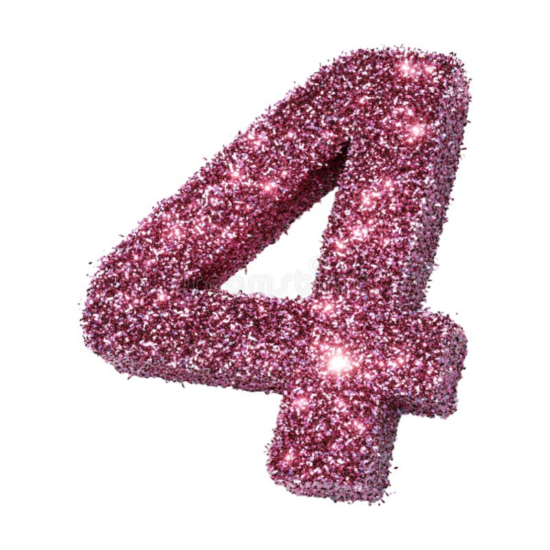3D Rendering of a Alphabet Number 4 Made with Glitter Texture on ...