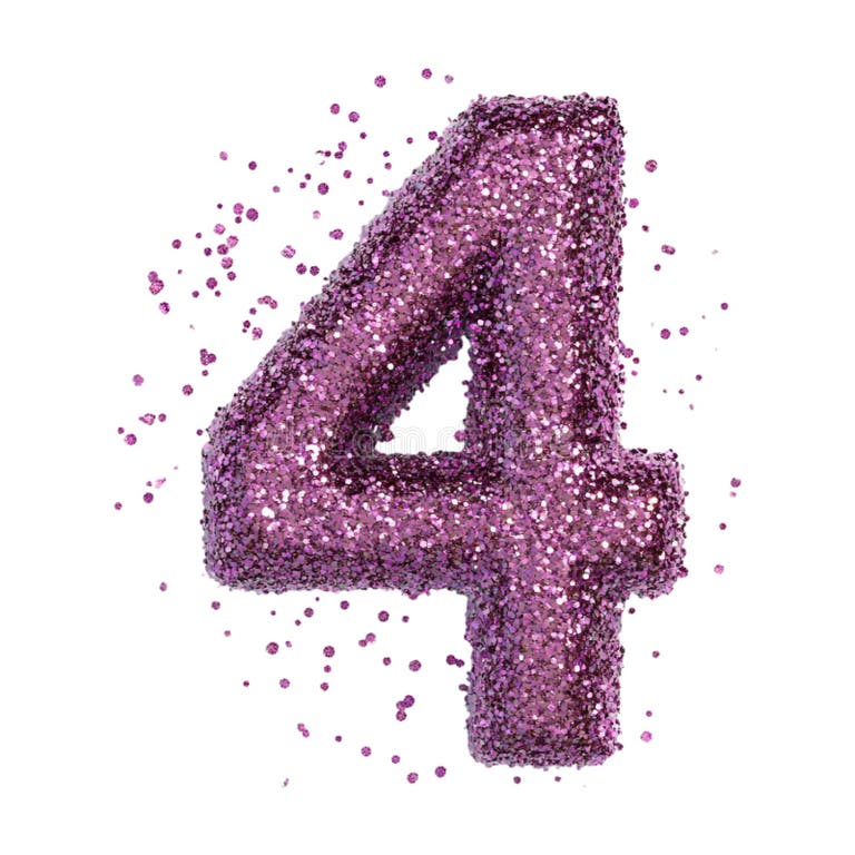 3D Rendering of a Alphabet Number 4 Made with Glitter Texture on ...