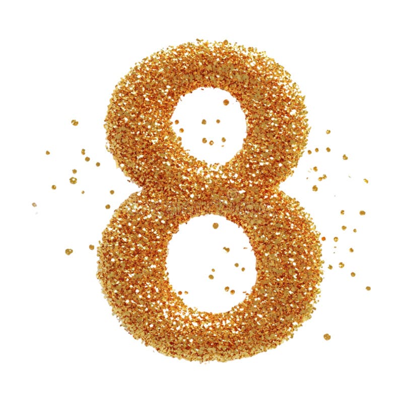 3D Rendering of a Alphabet Number 8 Made with Gold Particles on ...