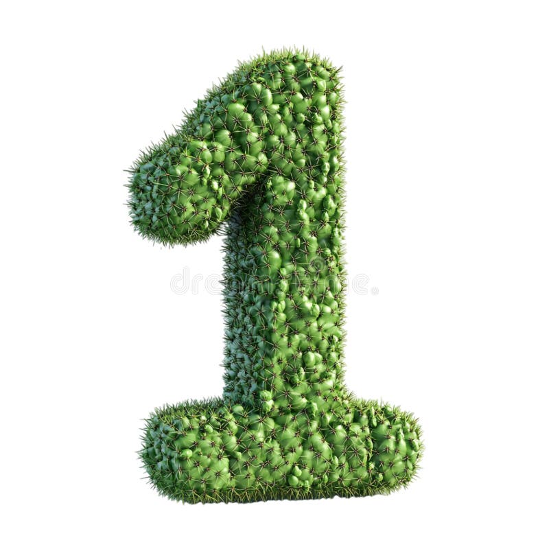 3D Rendering of a Alphabet Number 1 Made with Green Cactus on ...