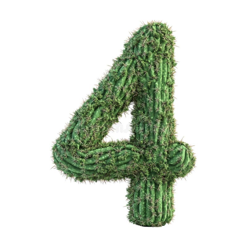 3D Rendering of a Alphabet Number 4 Made with Green Cactus on ...