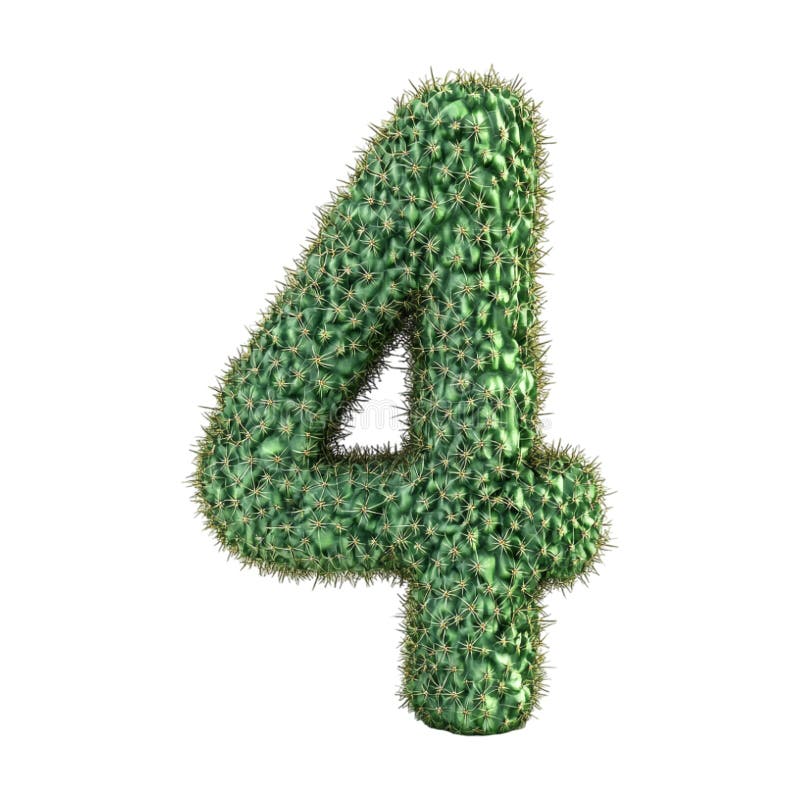 3D Rendering of a Alphabet Number 4 Made with Green Cactus on ...
