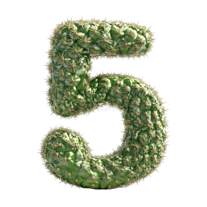 3D Rendering of a Alphabet Number 5 Made with Green Cactus on ...