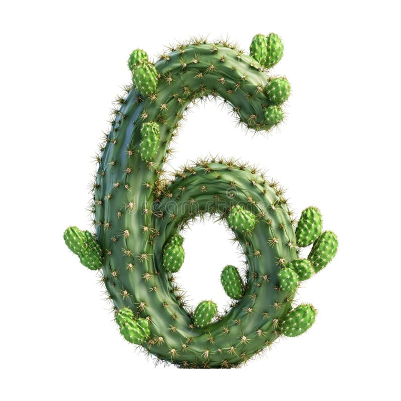 3D Rendering of a Alphabet Number 6 Made with Green Cactus on ...