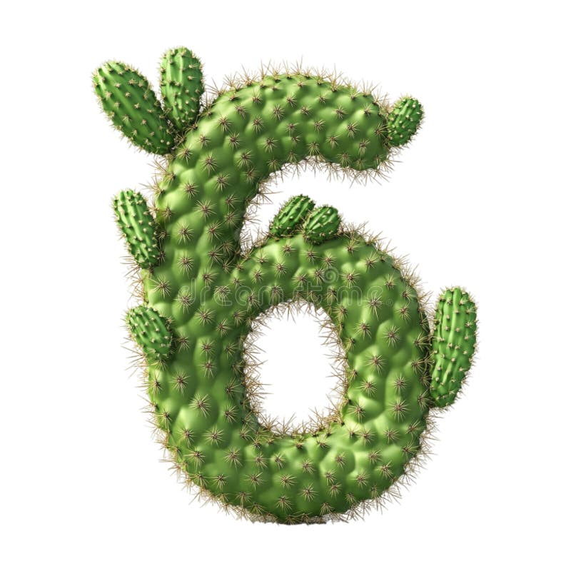 3D Rendering of a Alphabet Number 6 Made with Green Cactus on ...