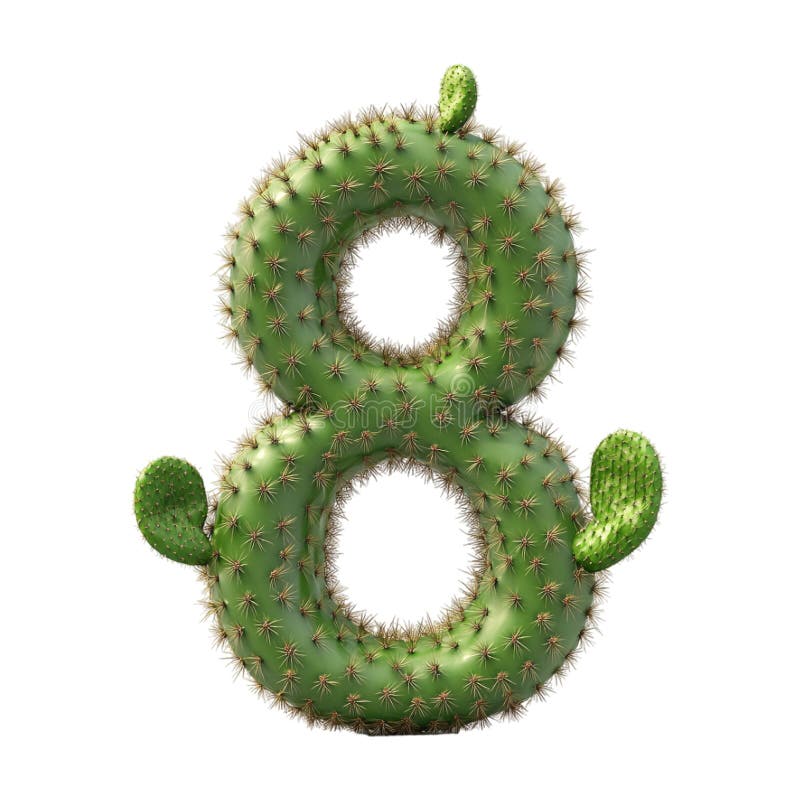3D Rendering of a Alphabet Number 8 Made with Green Cactus on ...