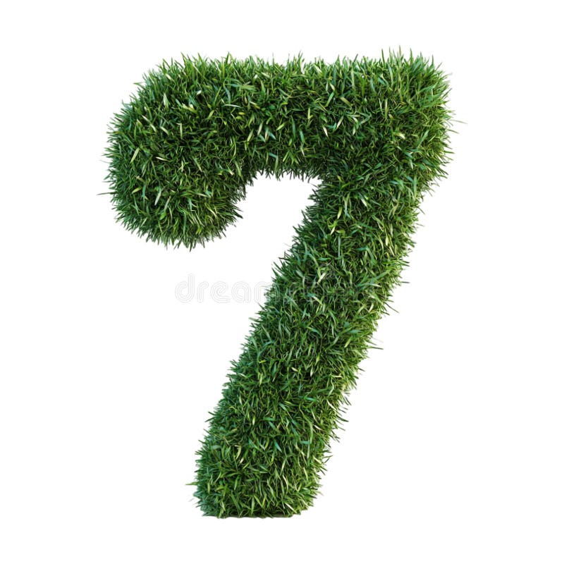 3D Rendering of a Alphabet Number 7 Made with Green Grass on ...