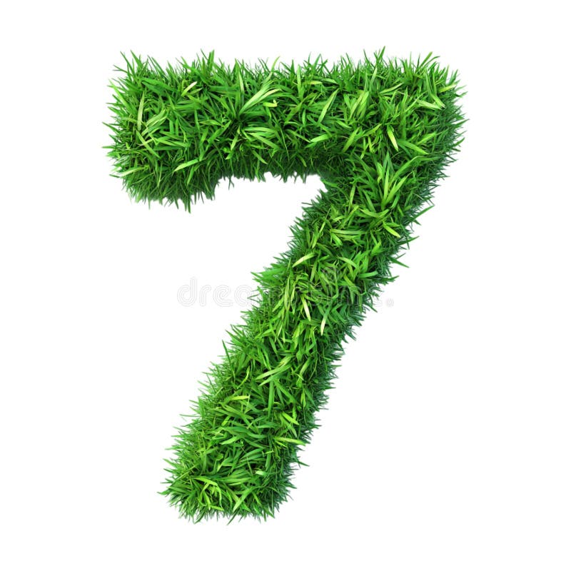 3D Rendering of a Alphabet Number 7 Made with Green Grass on ...