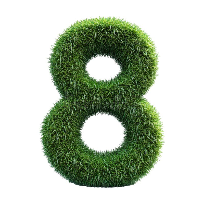 3D Rendering of a Alphabet Number 8 Made with Green Grass on ...