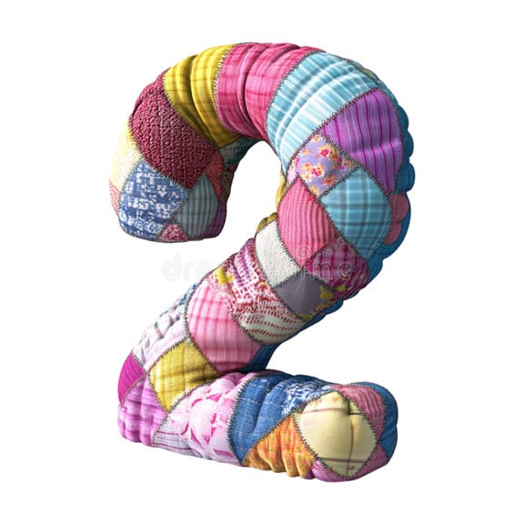 3D Rendering of a Alphabet Number 2 Made with Heart Patchwork on Transparent Background Stock ...