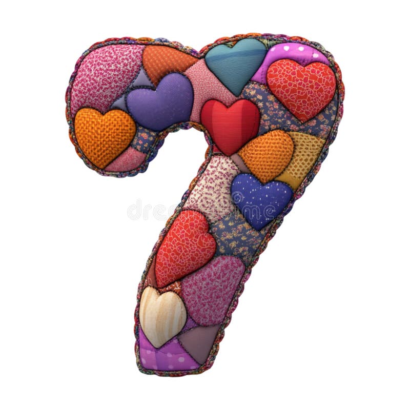 3D Rendering of a Alphabet Number 7 Made with Heart Patchwork on ...