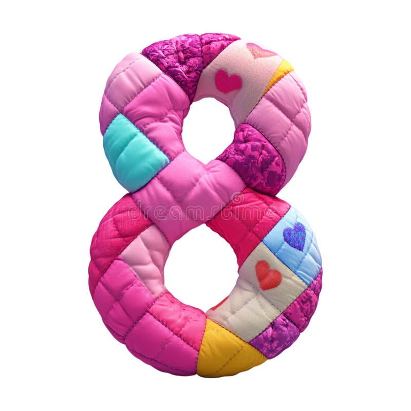 3D Rendering of a Alphabet Number 8 Made with Heart Patchwork on ...