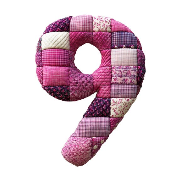 3D Rendering of a Alphabet Number 9 Made with Heart Patchwork on ...