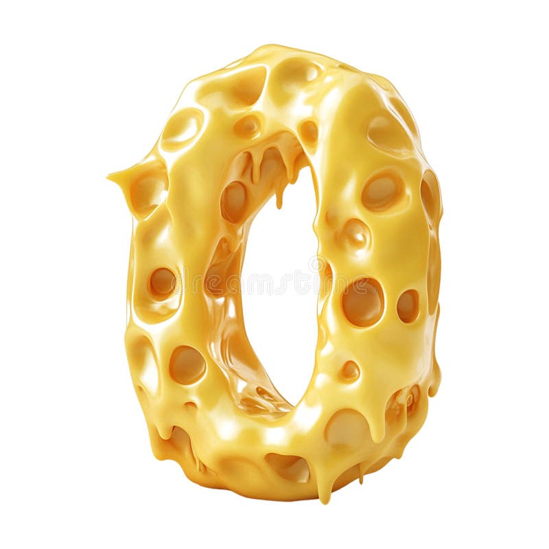 3D Rendering of a Alphabet Number 0 Made with Melted Cheese on ...
