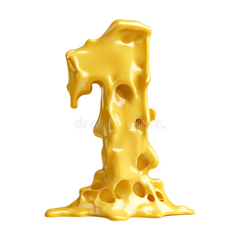 3D Rendering of a Alphabet Number 1 Made with Melted Cheese on ...