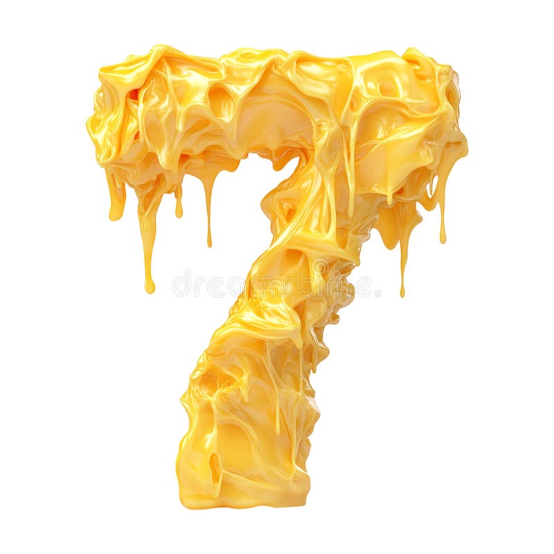 3D Rendering of a Alphabet Number 7 Made with Melted Cheese on ...