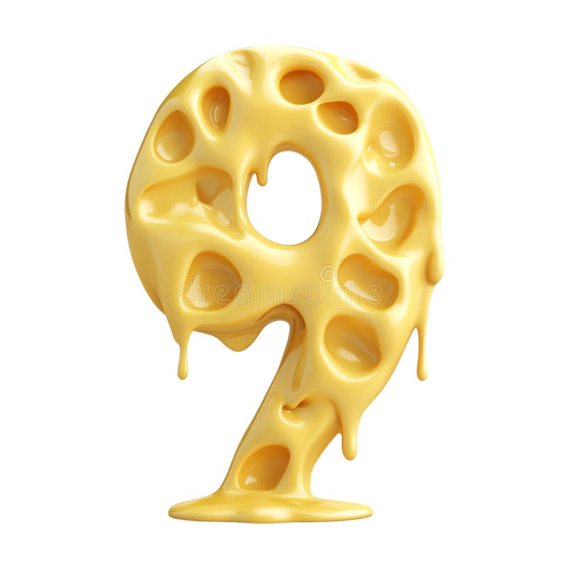 3D Rendering of a Alphabet Number 9 Made with Melted Cheese on ...