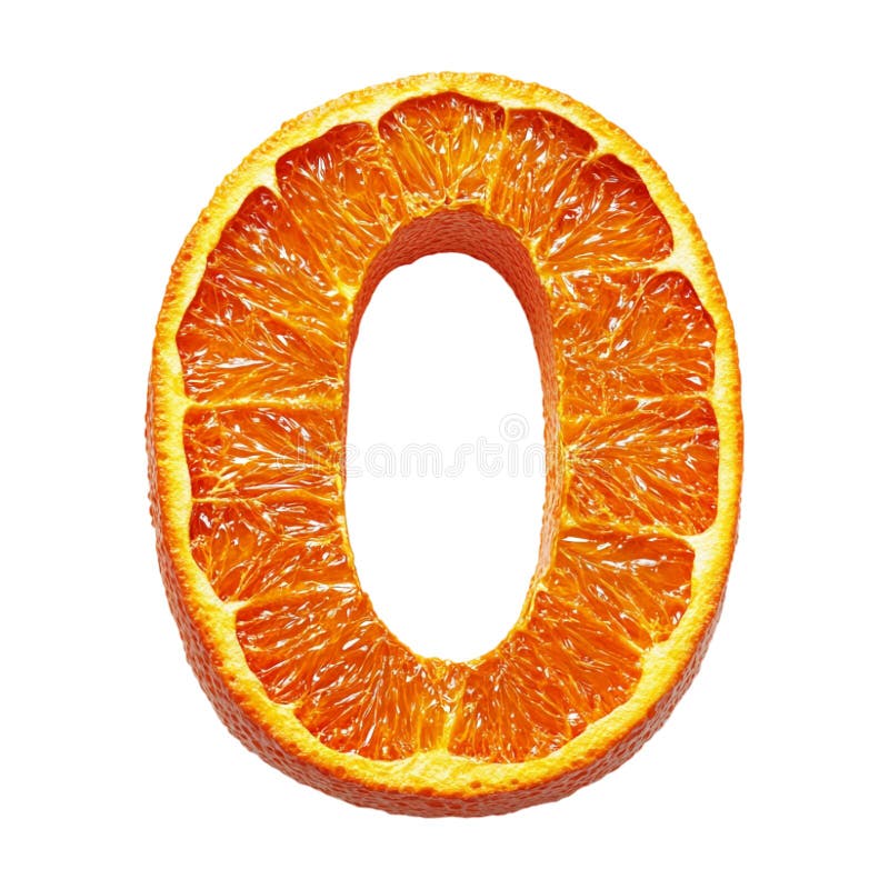 3D Rendering of a Alphabet Number 0 Made with Orange Fruit on ...