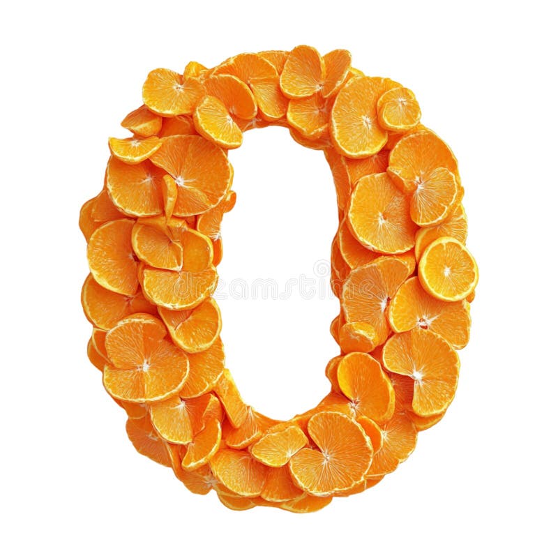 3D Rendering of a Alphabet Number 0 Made with Orange Fruit on ...