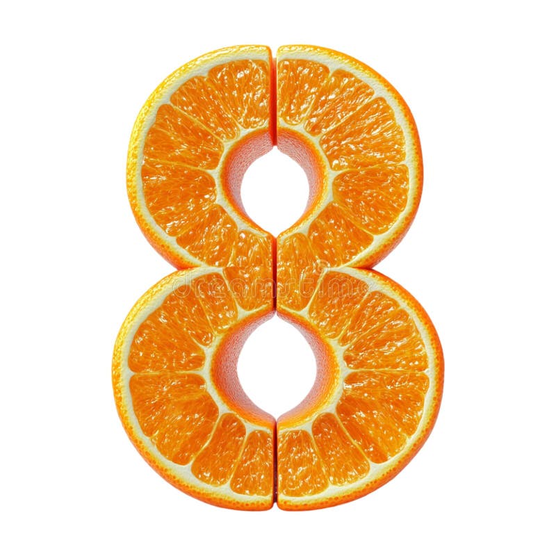 3D Rendering of a Alphabet Number 8 Made with Orange Fruit on ...