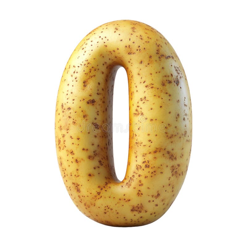 3D Rendering of a Alphabet Number 0 Made with Potato on Transparent ...