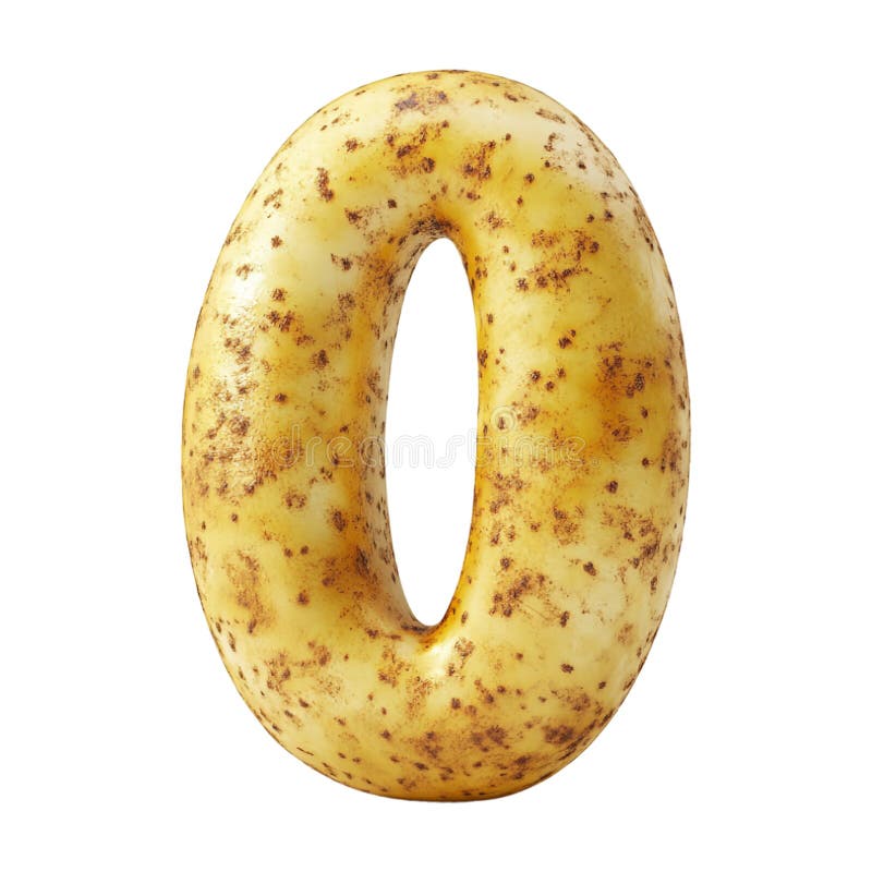 3D Rendering of a Alphabet Number 0 Made with Potato on Transparent ...